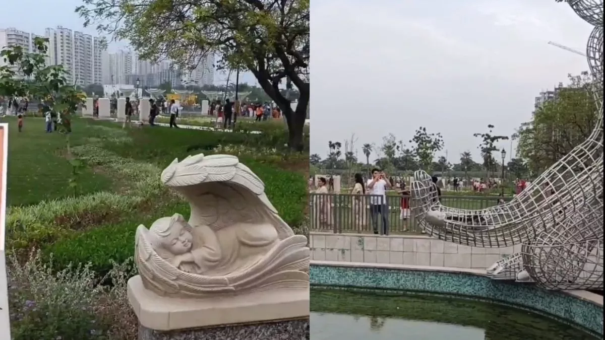 Noida Ved Van Park: नोएडा के वेदवन पार्क में भरा बारिश का पानी, पंप ...