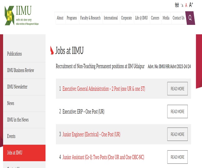 IIMU Recruitment 2023: आईआईएम उदयपुर में नॉन टीचिंग पदों पर चल रही है ...