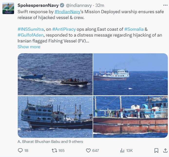 INS Sumitra: अरब सागर में भारतीय नौसेना का बड़ा रेस्क्यू ऑपरेशन, INS ...