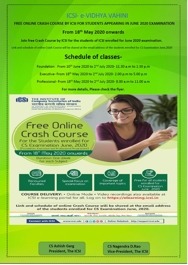 ICSI CS Exam 2020 तैयारी के लिए फ्री ऑनलाइन क्रैश कोर्स आज से; जानें ...