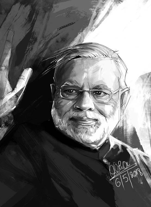 एटीट्यूड वाले हनुमान का स्केच बनाने वाले आर्टिस्ट ने बनाई मोदी की तस्वीर