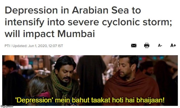 Bollywood memes on Cyclone Nisarga: चांद नवाब ने फिर कहा, अरे साइड से ...